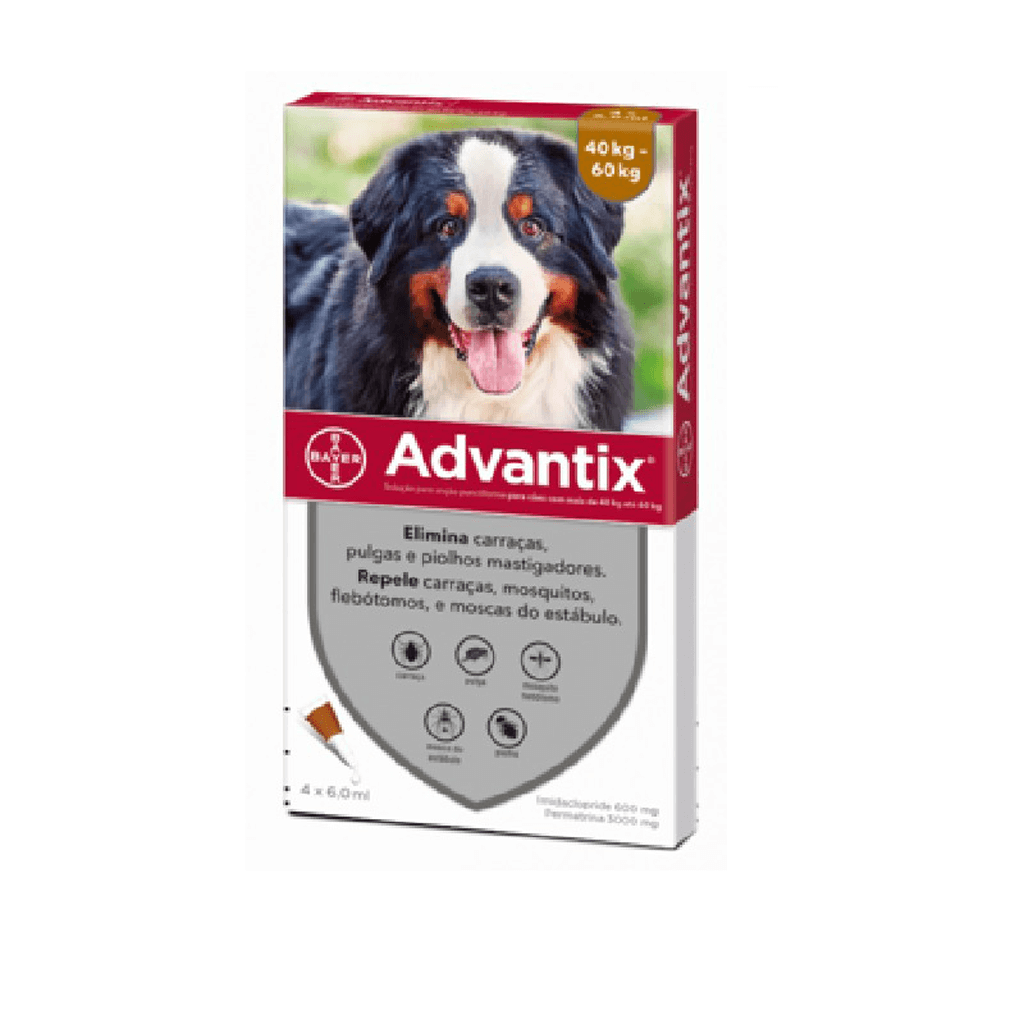 Advantix Solução Cão 40-60kg 4 pipetas | Farmácia Vida Mais